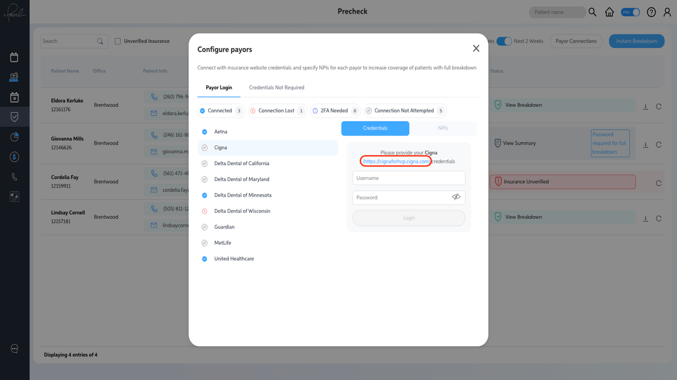 Establishing Payor Connections